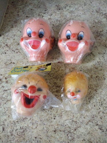Lot Of 4 Vintage Rubber Clown Heads For Doll Making | eBay