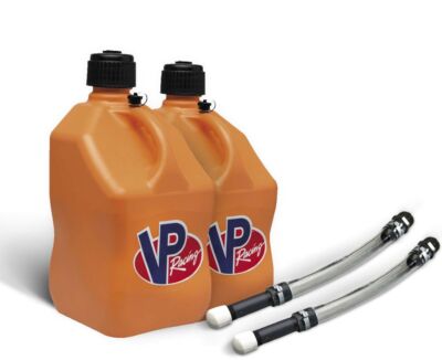 VP Racing 2 Pack Orange 5.5 Gallon Square Utility Jugs + 2 Deluxe Fill ...