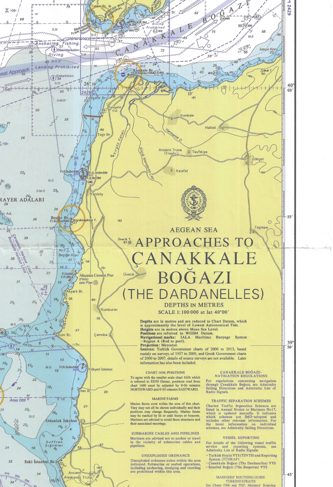 Admiralty 1608 Aegean Sea Approaches Canakkale Bogazi Map Chart Marine ...