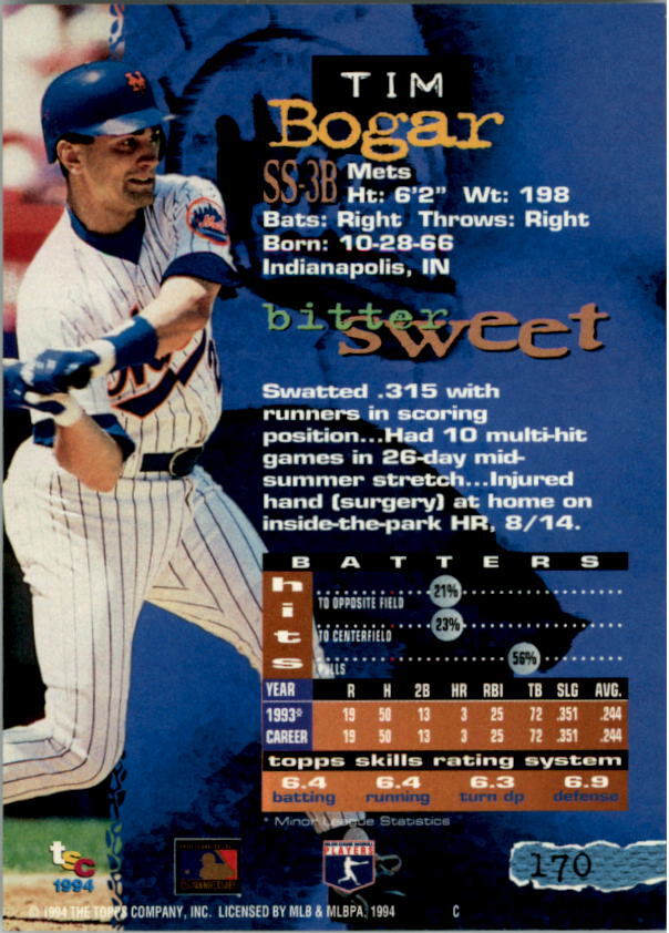1994 (METS) Stadium Club Golden Rainbow #170 Tim Bogar | eBay
