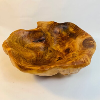 Vintage Hand Carved Knotted Burl Wood Root Bowl By Cedar Roots Live ...