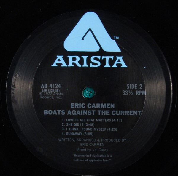 Eric Carmen - Boats Against The Current (LP, Album, Ter) | eBay
