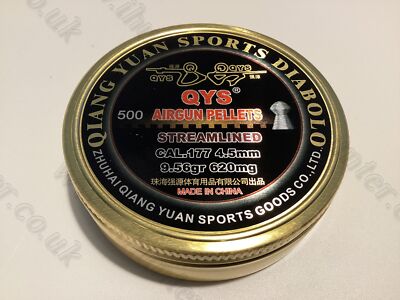 QYS Diabolo Streamlined Heavy (620mg) .177/4.49 airgun pellets (500ct ...