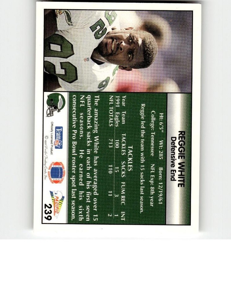 REGGIE WHITE CARD #239 BFU2R3S1P031 FREE SHIPPING | eBay