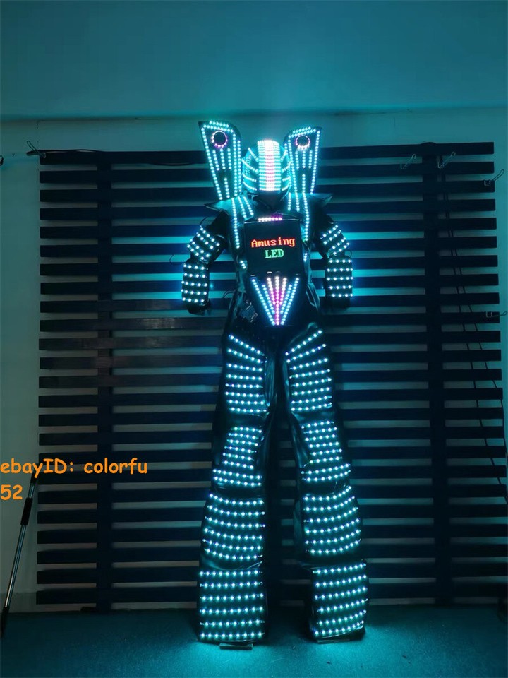 Illuminated Stilt Costume LED Robot Suit Armour Set DJ Party Show Light ...