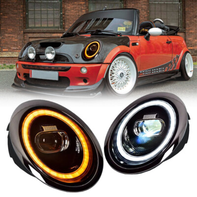 2PCS LED Headlight DRL Hi/Lo Beam Turn Signal For BMW MINI R50 R52 R53 ...
