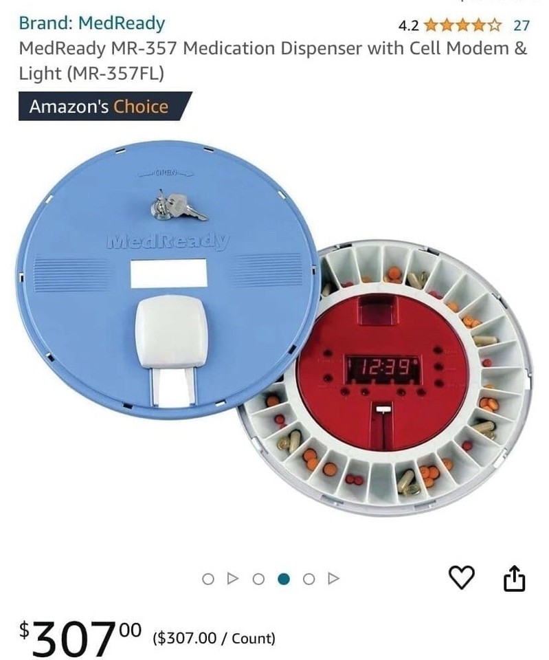 MedReady 1700FL Automated Medication Pill Dispenser w Key Locking Door ...