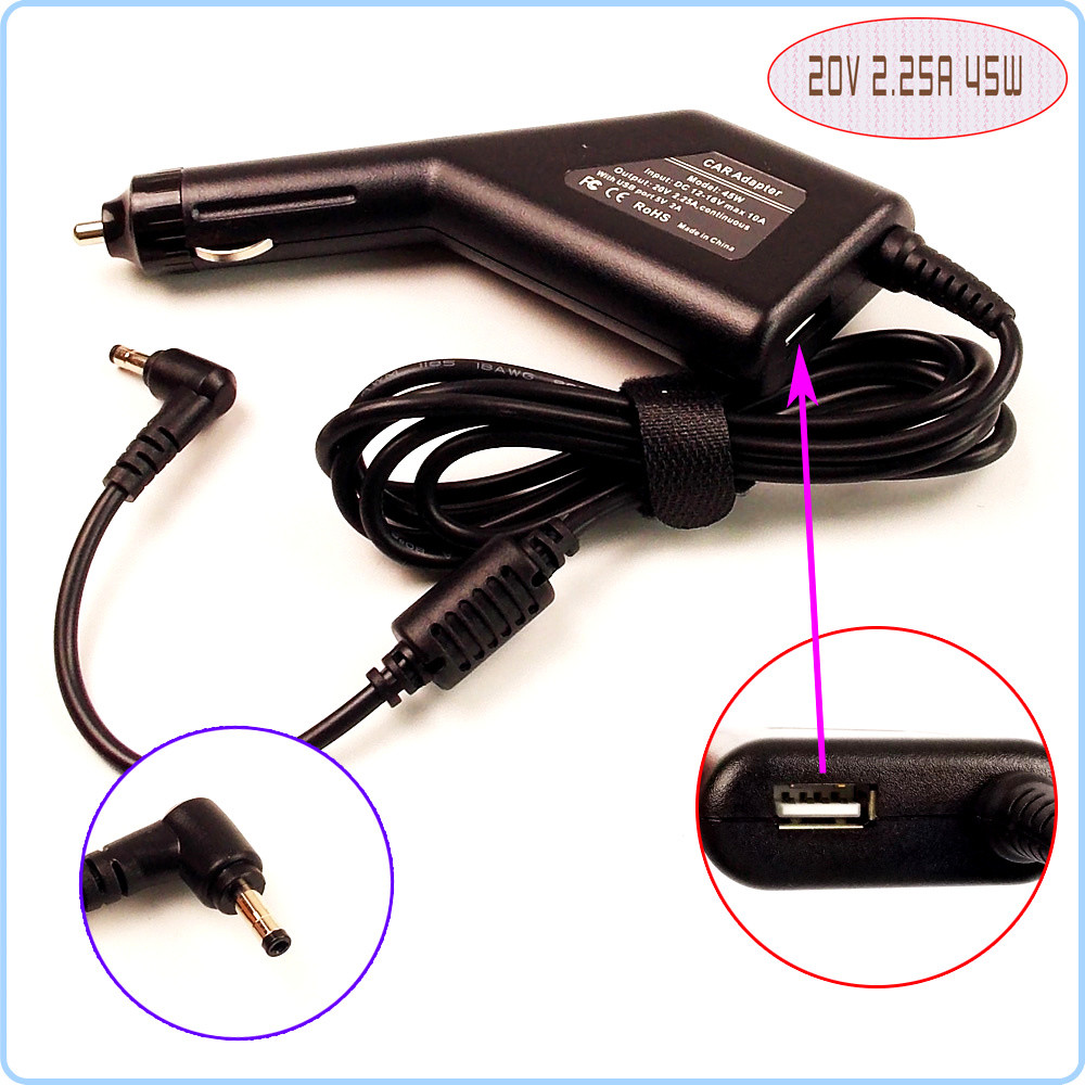 DC Power Adapter Car Charger + USB for 5A10H42925 5A10H43630 ADP-45DW ...