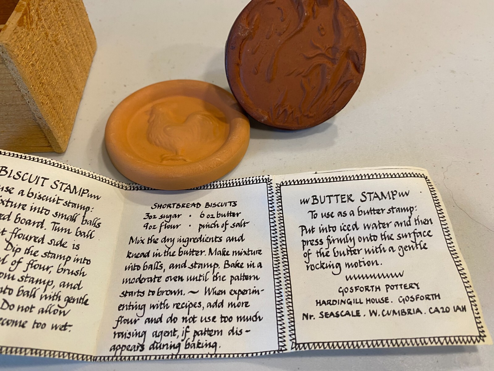 Ceramic Biscuit/Butter Stamp 2.5" Gosforth Pottery Squirrel & Rooster ...