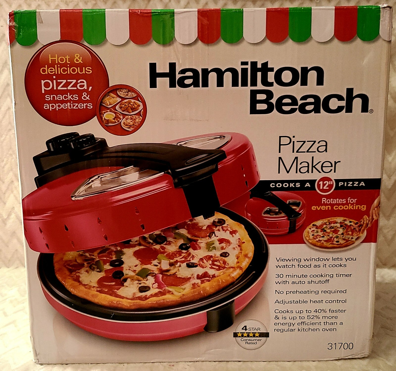 Hamilton Beach 31700 Pizza Maker - Red/Black | eBay