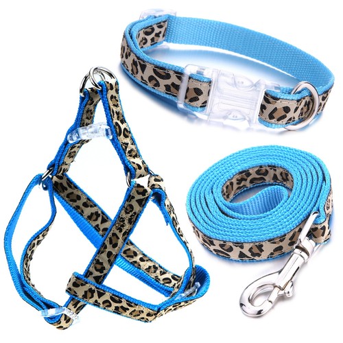 Mile High Life Leopard Dog Harness Collar Leash Set Adjustable No Pull ...