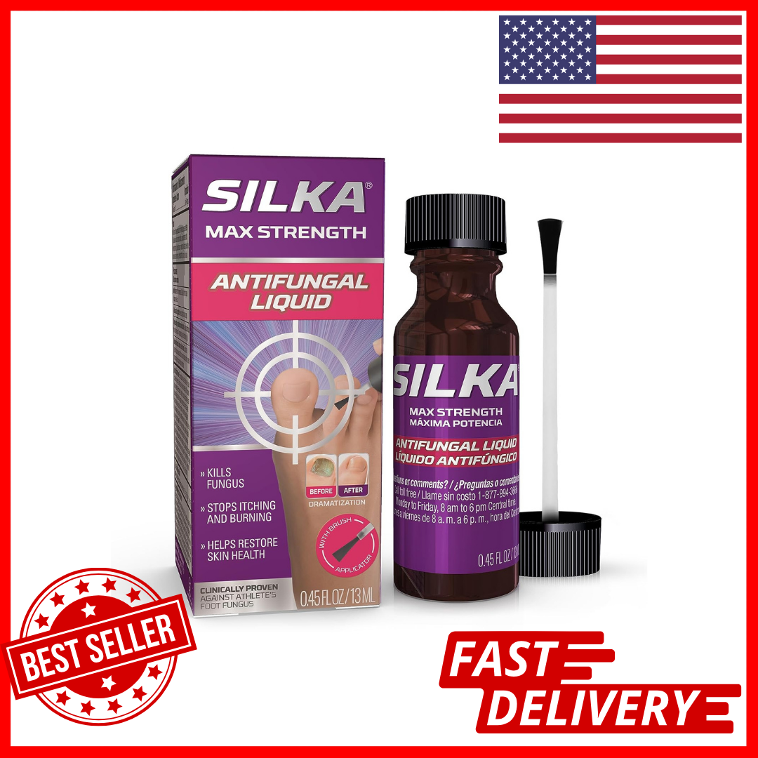 Silka Max Strength Antifungal Liquid with Brush Applicator for Toenail ...