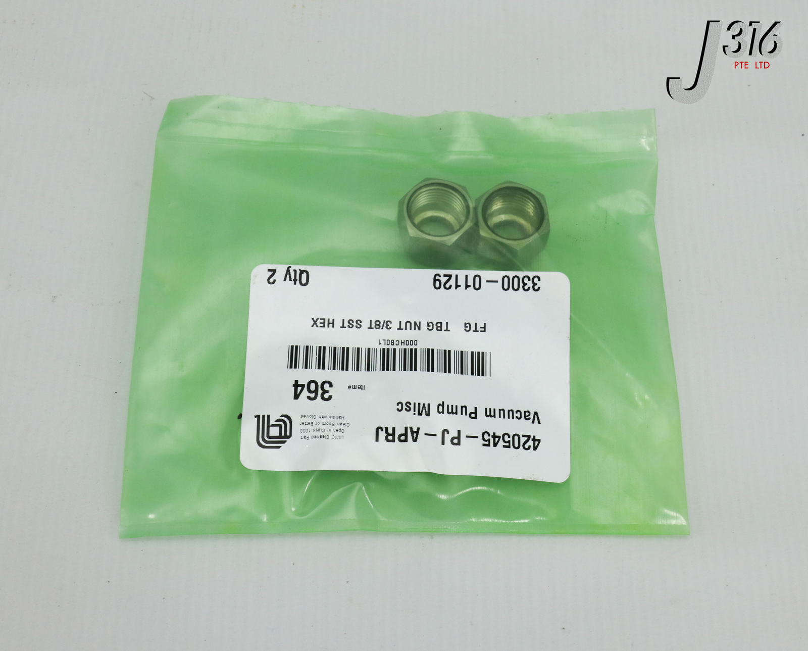 19874 APPLIED MATERIALS FTG TBG NUT 3/8T SST HEX (LOT OF 2) (NEW) 3300 ...