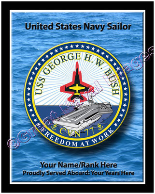 USS George H W Bush CVN 77 Personalized Ship Crest Print on Canvas 2D ...