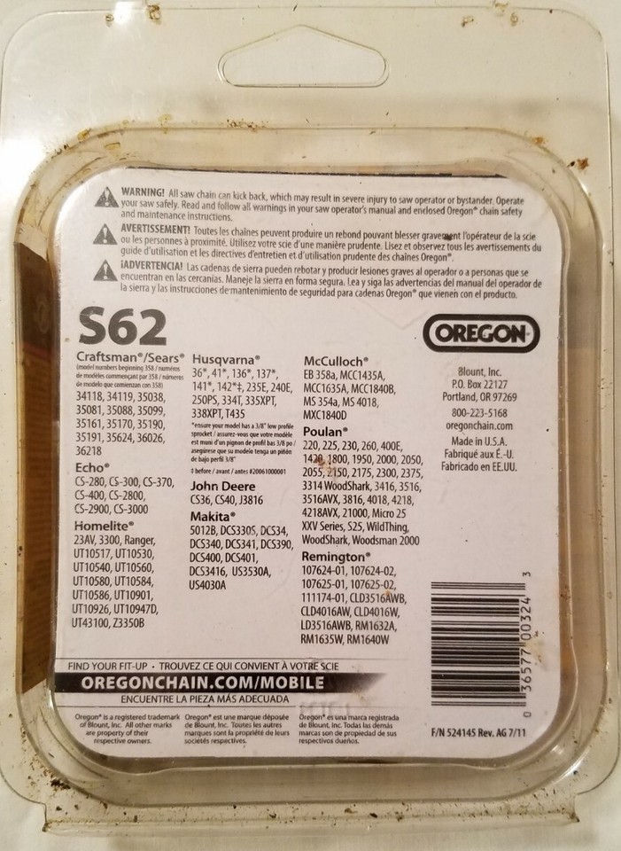 Oregon S62 18-inch chainsaw chain, used | eBay