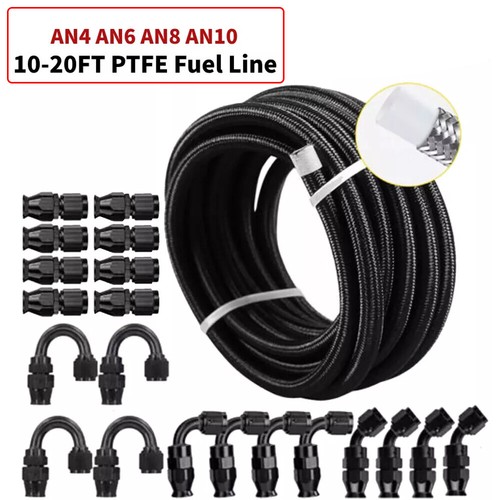 4AN-6AN-8AN-10AN Nylon Braided PTFE Fuel Line 10FT 20FT with Fitting ...