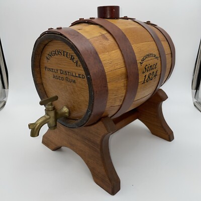 Vintage Angostura Finely Distilled Rum Dispenser Wooden Keg w/ Spigot ...