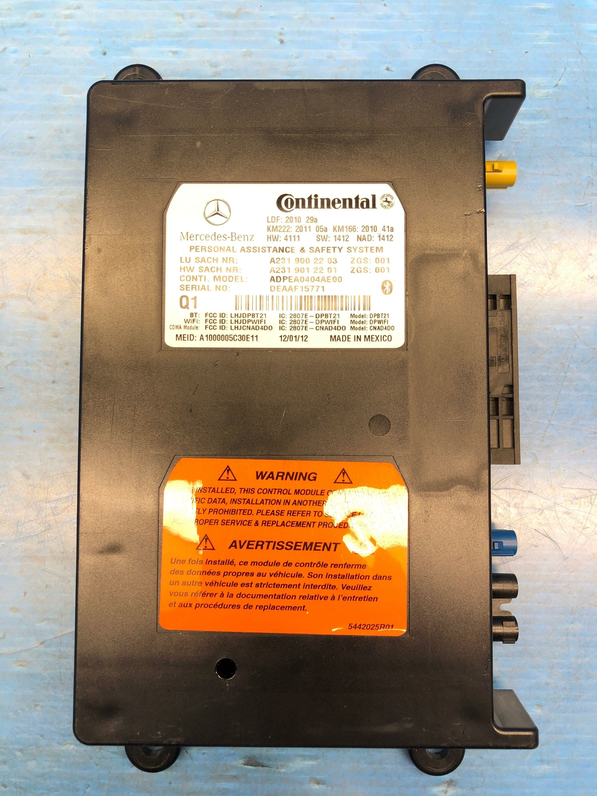 2012-2015 MERCEDES GL450 X166 OEM TELE AID VOICE CONTROL ASSIST MODULE ...