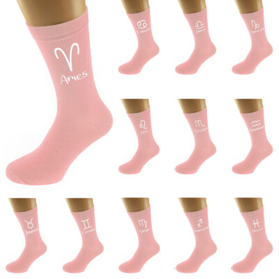 Star Sign Horoscope Design Mens & Ladies Pale Pink Socks | eBay UK