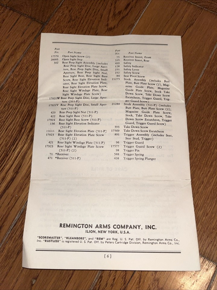 Original instructions Remington model 511 rifle | eBay