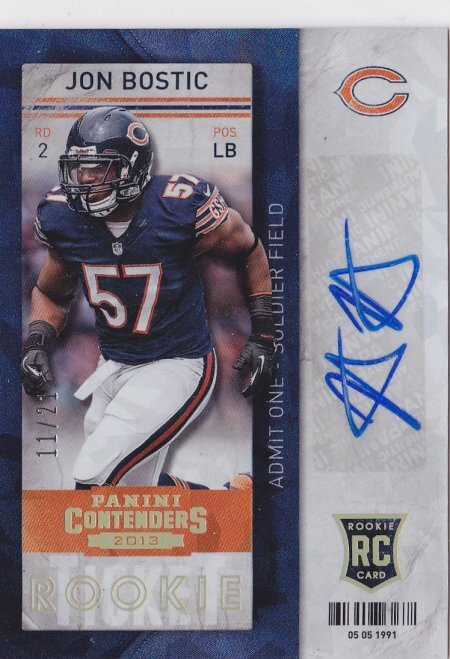 2013 Jon Bostic Contenders Cracked Ice Variation Auto RC 11/21 #146 ...