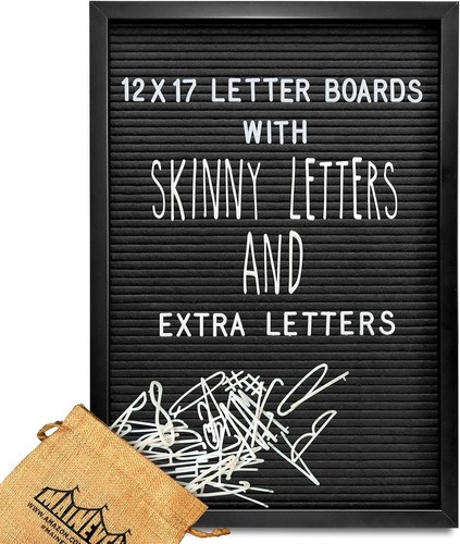 Letter Board Sign Skinny Felt Board with Pre Cut Letters 12x17 Inch ...