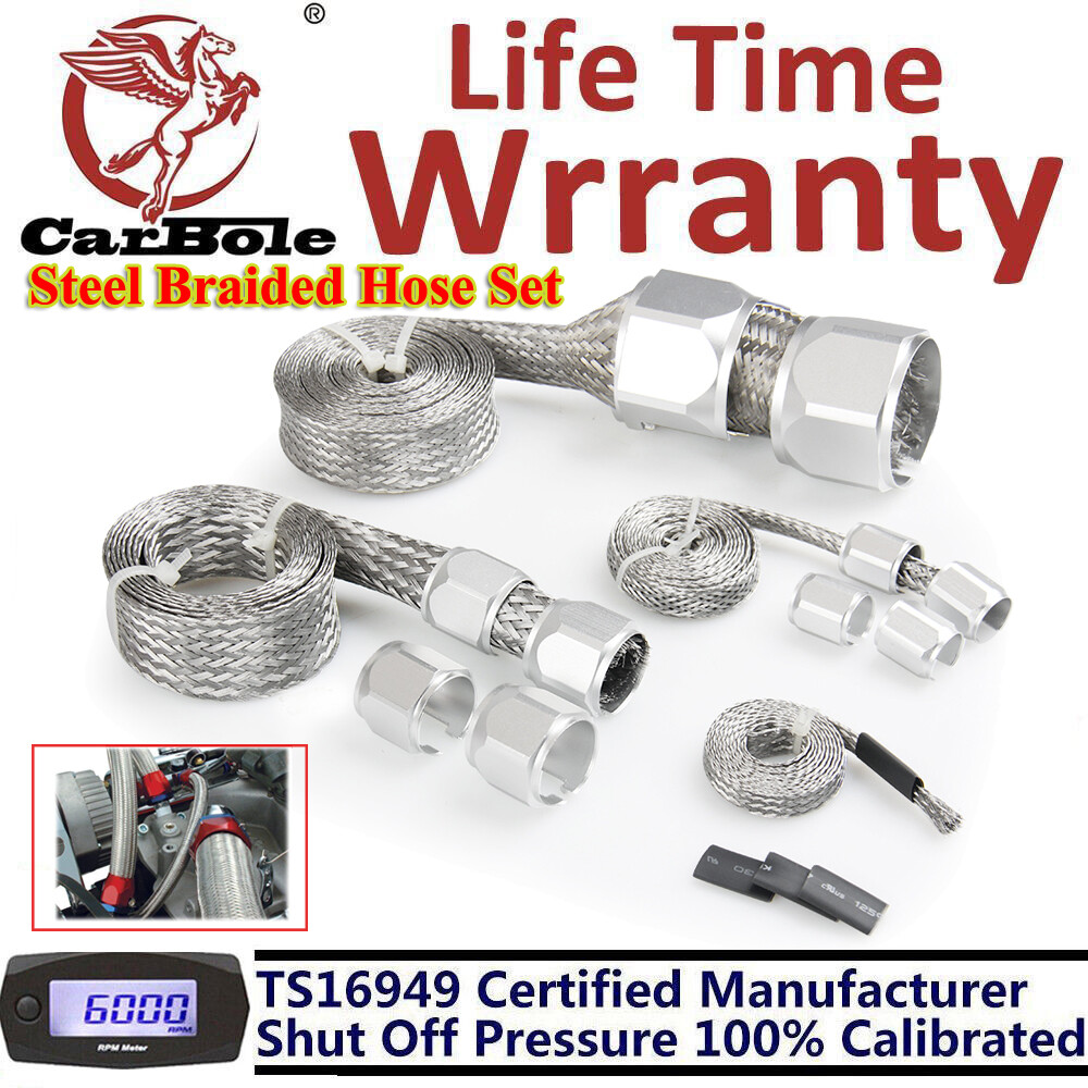 Silver Steel Braided Hose Kit Engine Dress Up Kits Vacuum/Fuel/Oil Line ...