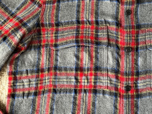 New Saint Laurent YSL Gray Red Check Print Western Crop Flannel Shirt ...