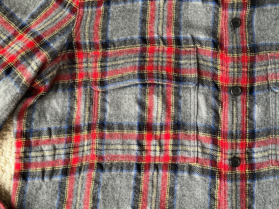 New Saint Laurent YSL Gray Red Check Print Western Crop Flannel Shirt ...