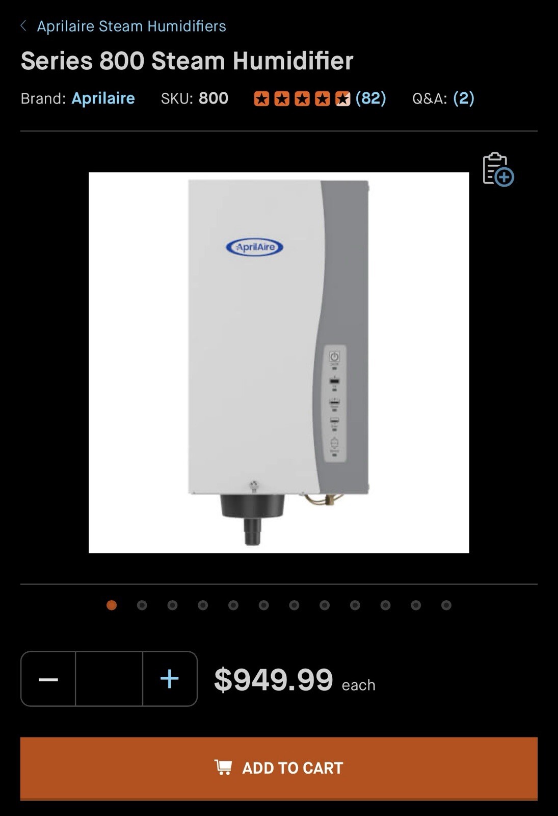 Aprilaire 800 Automatic Steam Humidifier - Gray for sale online | eBay