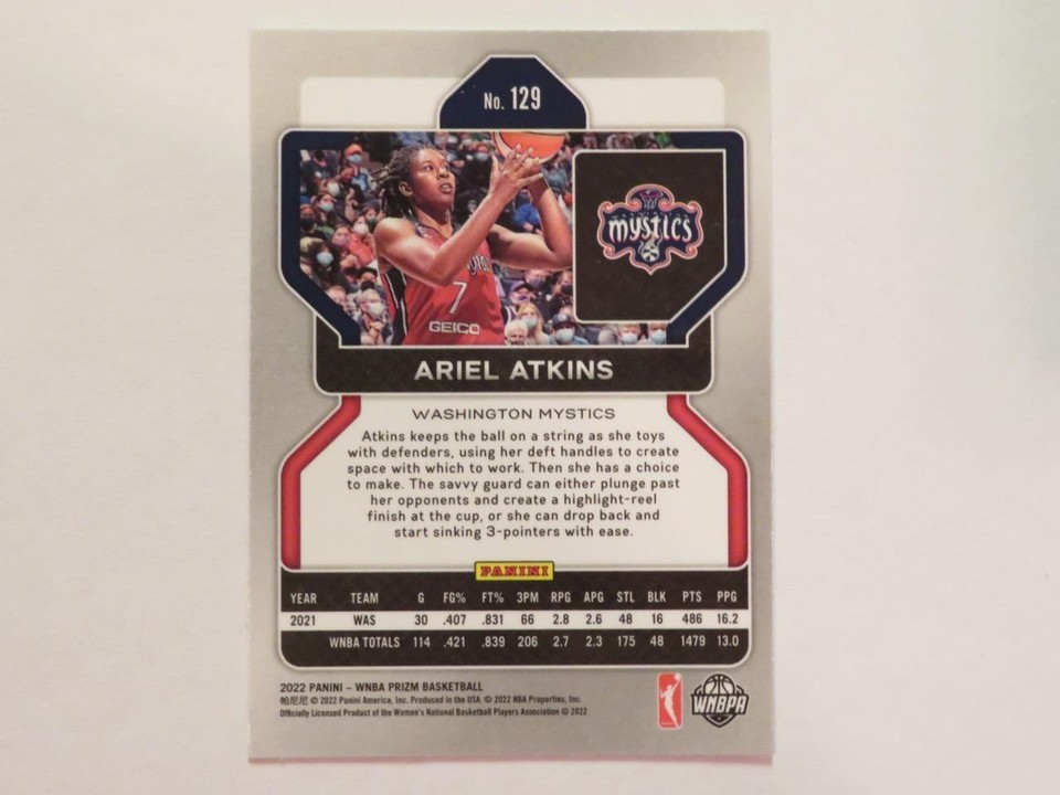 2022 Panini Prizm Basketball WNBA Ariel Atkins Base Card #129 Mystics ...