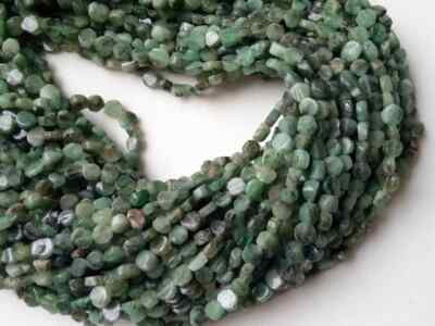 4.5mm Emerald Rough Coin Bead Natural Emerald Plain Rough Coins 13 Inch ...