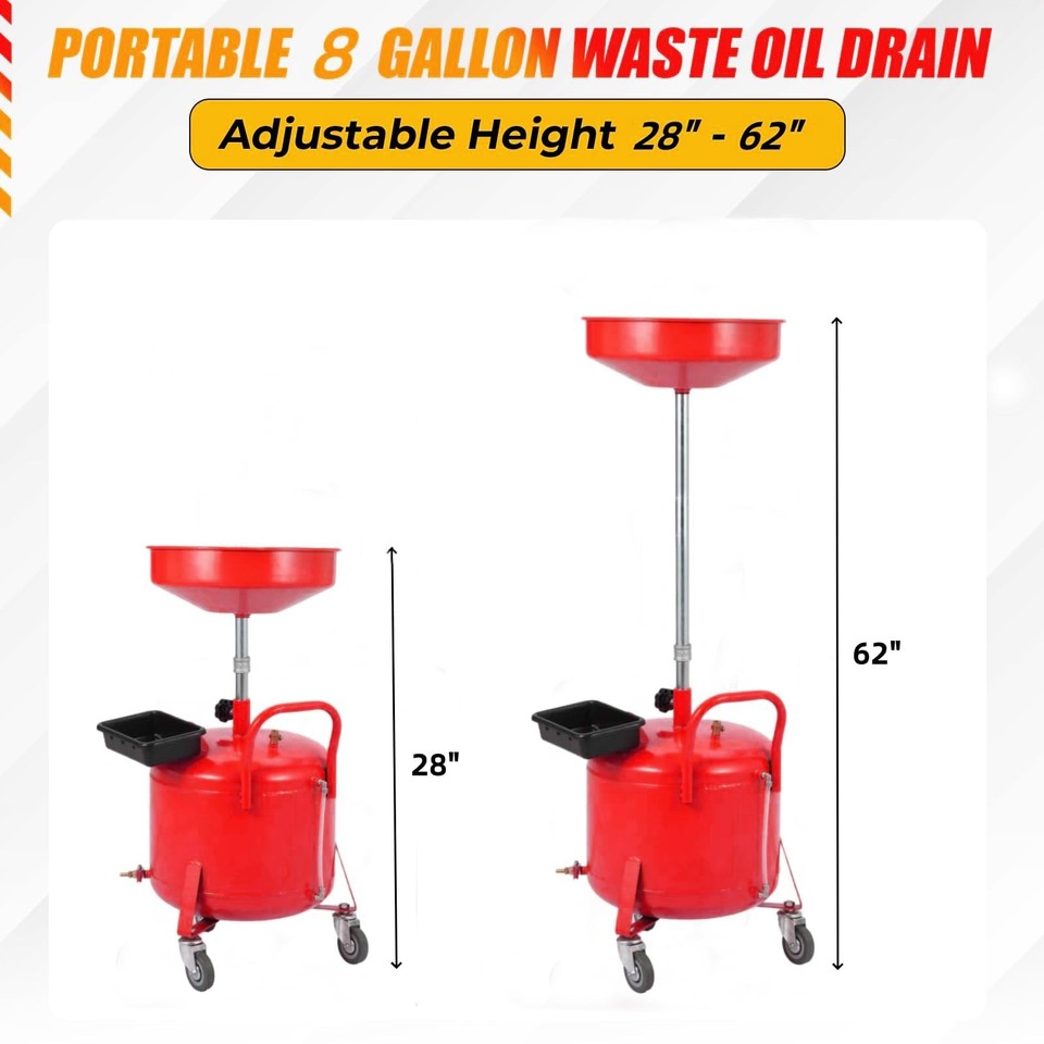 8 20Gallon Portable Waste Oil Drain Tank Oil Lift Drain Pan Air ...