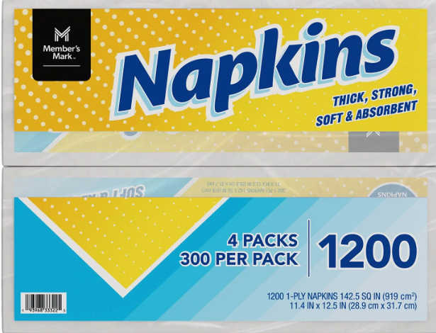 Member's Mark Everyday 1-Ply White Napkins 4 pks., 300 napkins/pk. | eBay