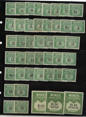 US nice lot of Wine stamps all different unused SR1229 | eBay