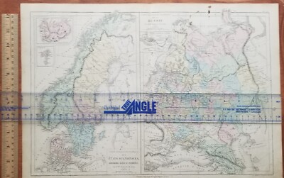 SCANDINAVIA RUSSIA 1870 S2 MAPS DRIOUX & LEROY ENGRAV JENOTTE ATLAS ...