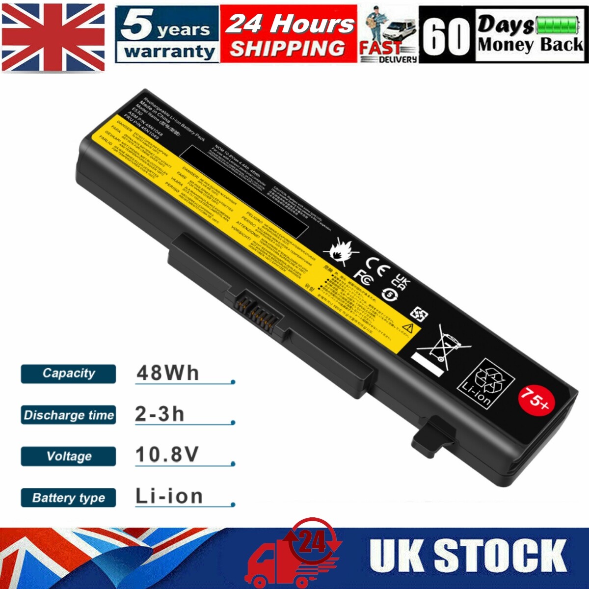 75+ Battery For Lenovo Thinkpad Edge E430 E431 E440 E530 45N1043 ...