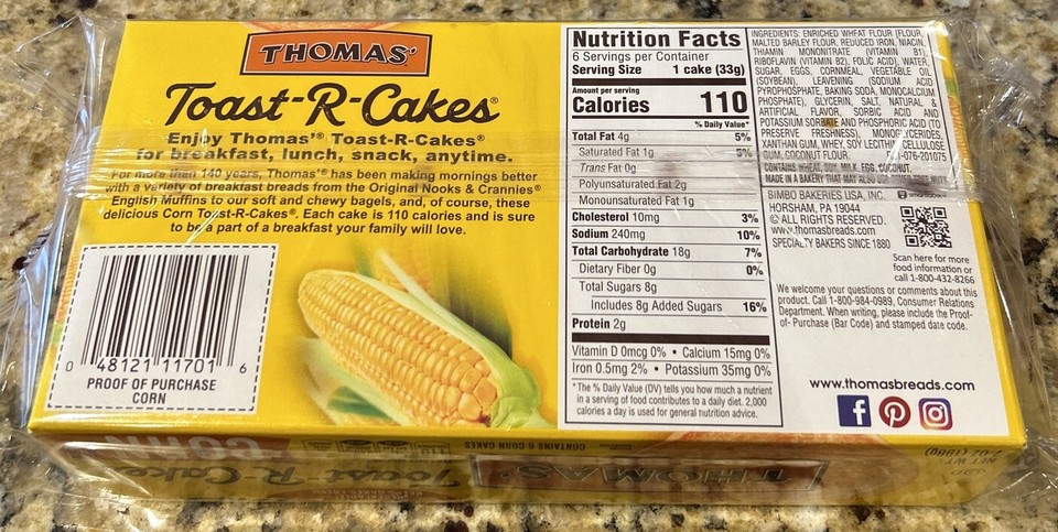 Thomas' Toast-R-Cakes Corn Muffins, packaged 6 muffins | eBay