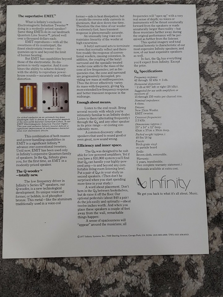 Vintage Original Dealer Brochure Infinity Qa Mint condition. | eBay