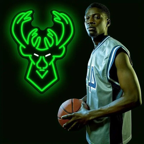 Milwaukee Bucks Basketball Team Logo Neon Sign 24"x16" Light Man Cave ...