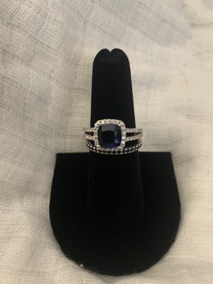 Beautiful Sterling Engagement Ring With Lab Created Sapphires size 8 | eBay