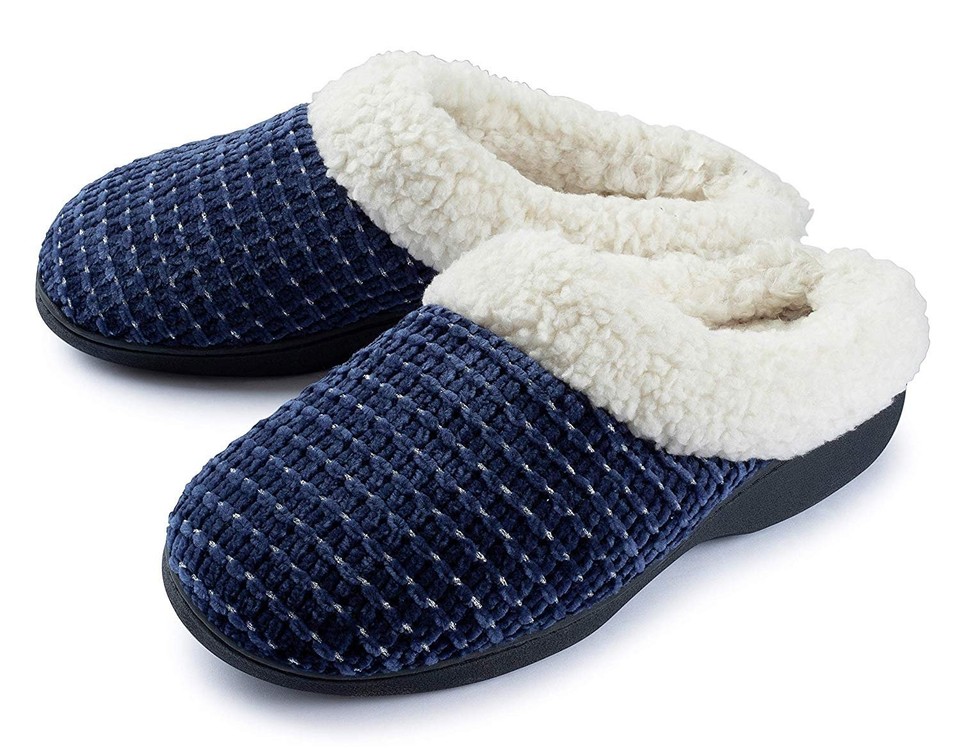 Roxoni Women’s House Slippers Knit Fleece Lined Cozy Clog House Shoes ...