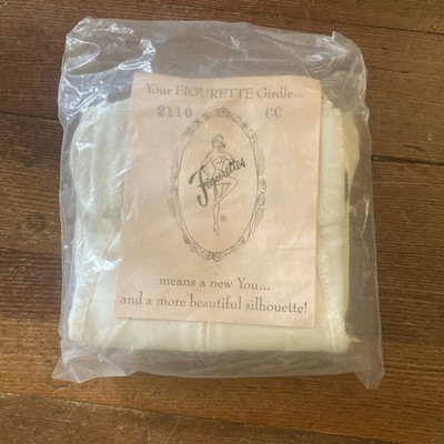 NIP VTG White Figurettes Open Bottom Girdle Shaper w/Garters 2110 Size ...