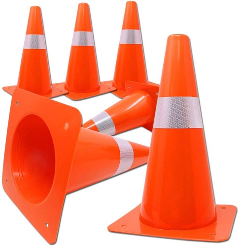 Orange Safety Cones with 12 inch Reflective Stripe | Traffic, Sports ...