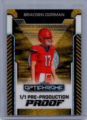 Brayden Dorman 2025 Leaf Optichrome Football 1/1 Pre Production Proof ...