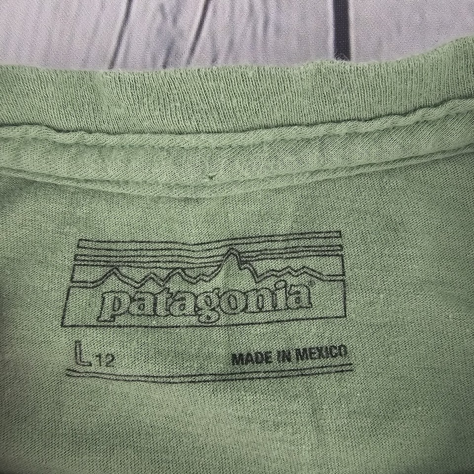 Patagonia Logo Youth T Shirt Green Size Large (12) Short Sleeve | eBay