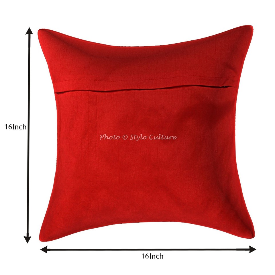 Decorative Polydupion Throw Pillow Covers Solid Red Plain 40x40cm ...