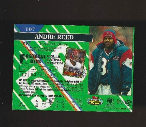 1993 Andre Reed Topps Stadium Club 1st Day Issue #107 HOF Kutztown St ...
