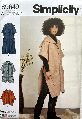 Simplicity Pattern S9649 Misses Ponchos In 3 Lengths Sizes: Small ...