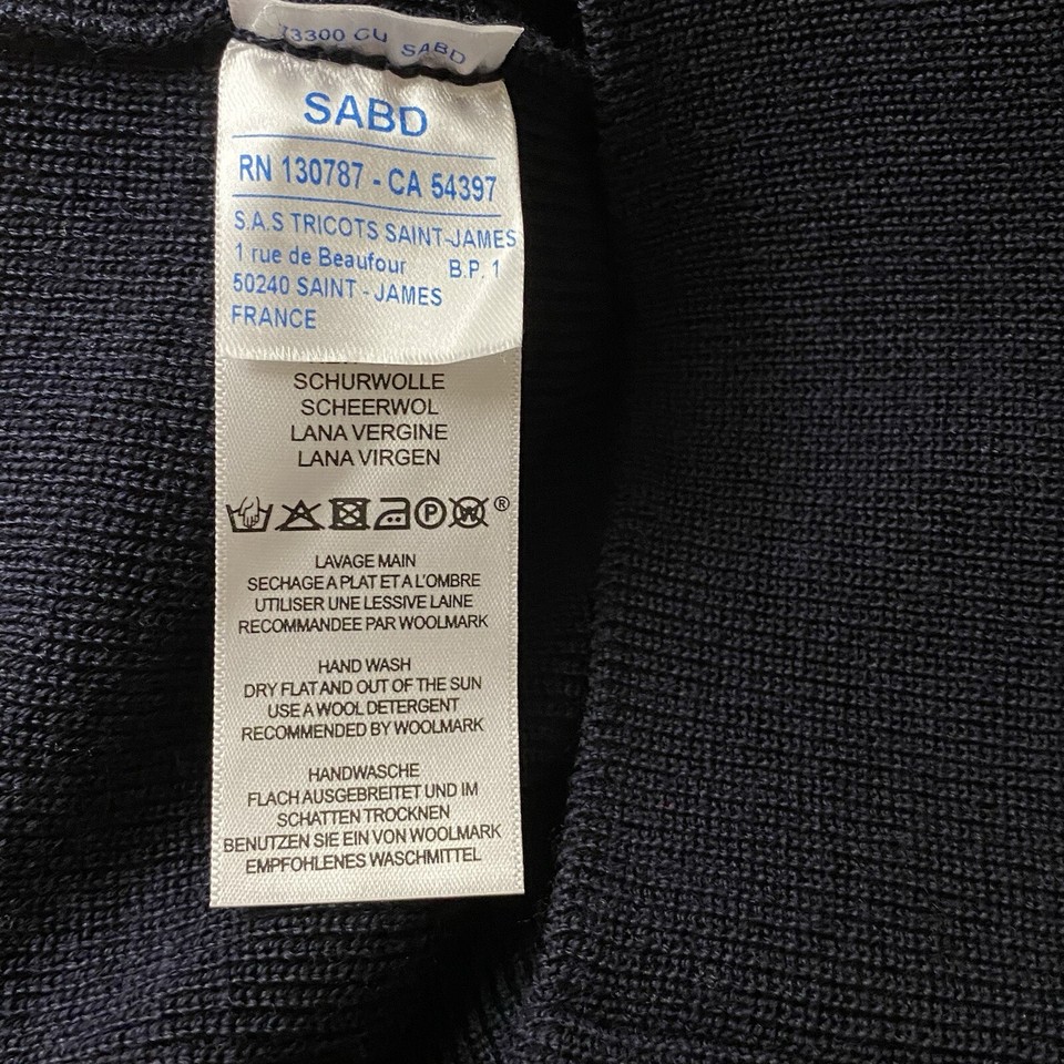 NEW L’ATELIER SAINT JAMES SWEATER CHEVIGNY NAVY BLUE WOOL RED GREEN 1/4 ...